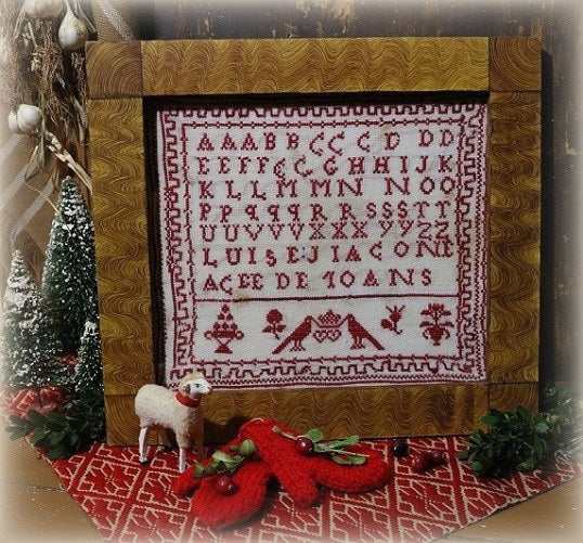 Dutch Sampler Red with Birds and Heart Motifs – Fanatic's Country Attic