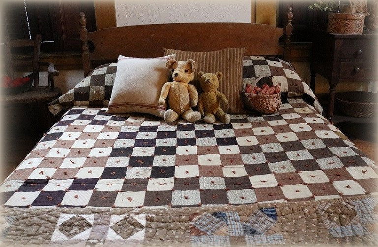 Wool Patchwork Quilt Tied Earth Tones – Fanatic's Country Attic