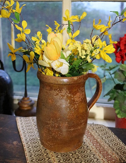 Redware Pitcher with Spring Flowers – Fanatic's Country Attic